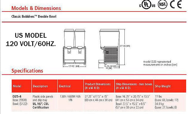 CRATHCO D25-4 DOUBLE 5 GALLON BOWL WITH BEIGE PLASTIC BASE FREE SHIPPI ...