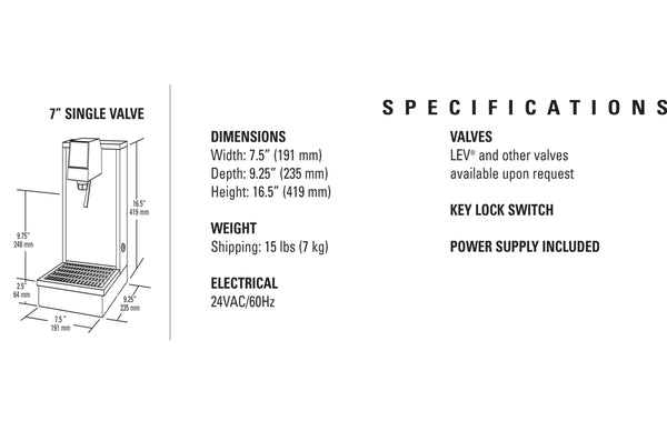 LANCER 7.5" WIDE 1 VALVE POST MIX TOWER, SANITARY LEVER FREE SHIPPING ...
