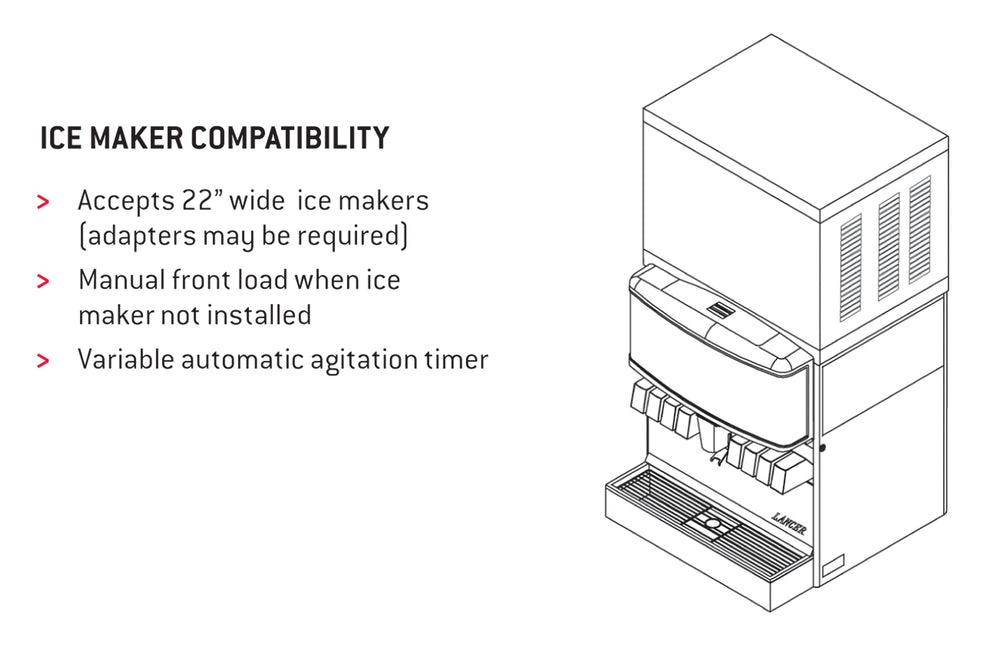 LANCER 25” WIDE 8 DRINK ICE COMBO IBD 4500-25 DISPENSER, SANITARY LEVE ...