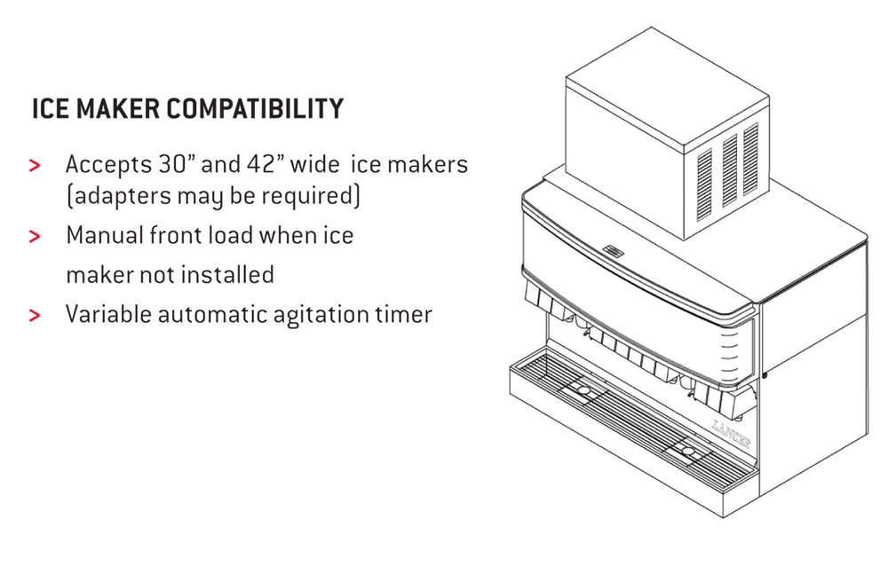 LANCER 44” WIDE 12 DRINK ICE COMBO IBD 4500-44 DISPENSER, PUSH BUTTON ...