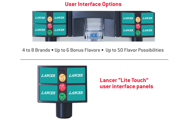 LANCER 22” WIDE 4-8 DRINK “FS” FLAVOR SELECT, ICE COMBO WITH FLAVOR SH ...